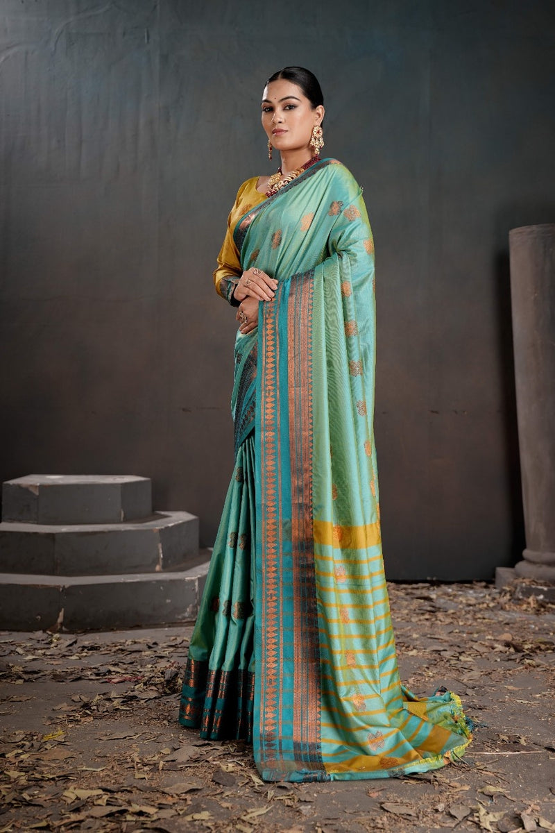Buy Soft Silk Chitt Palu With Contrast Blouse Weaving Saree 48185 ...