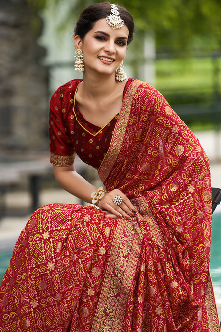 Buy Red Color Sarees Online in India | Exclusive Collection at Karagiri