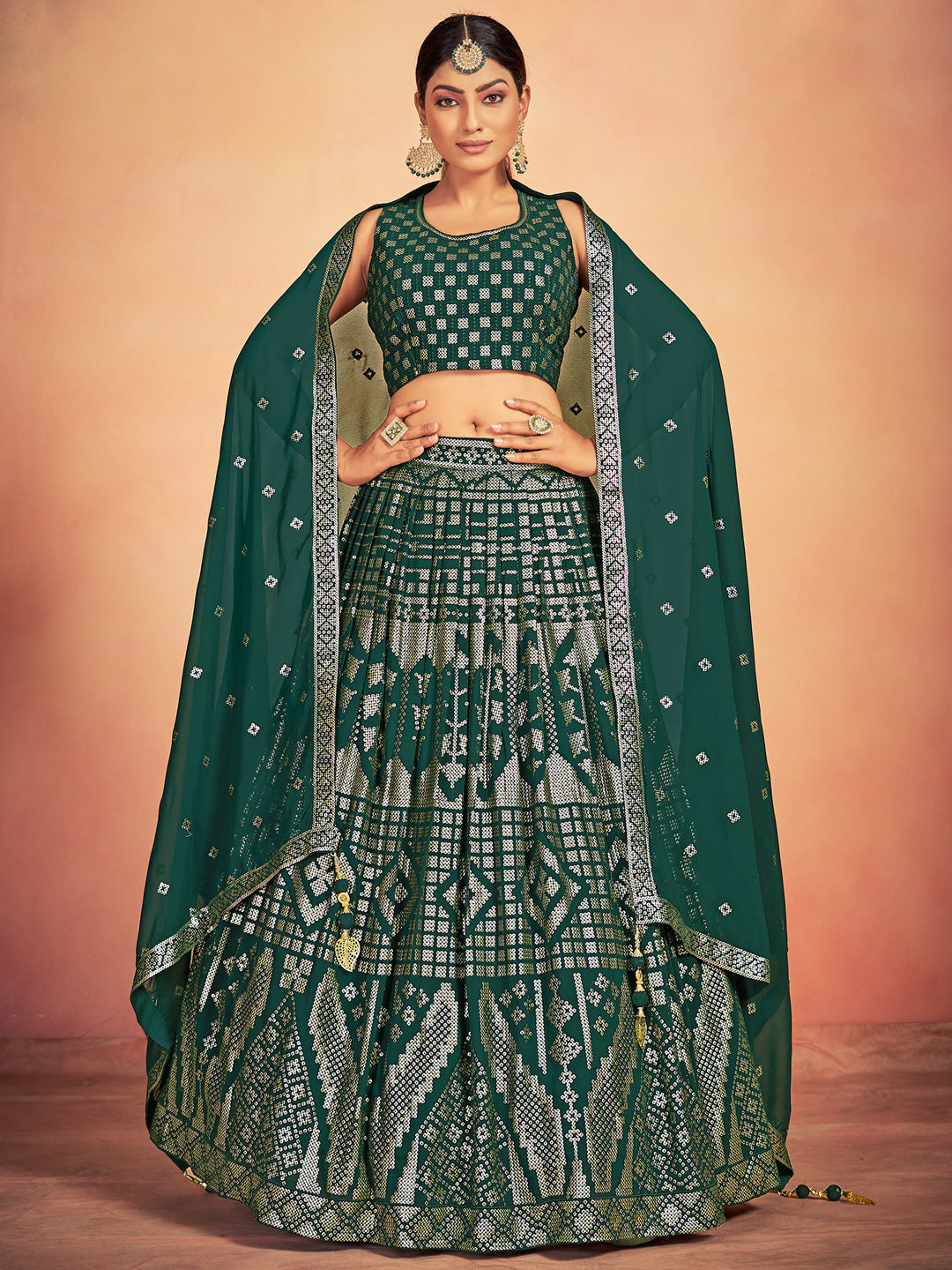 Green Lehenga - Buy Trendy Green Lehenga Choli Online | Karagiri