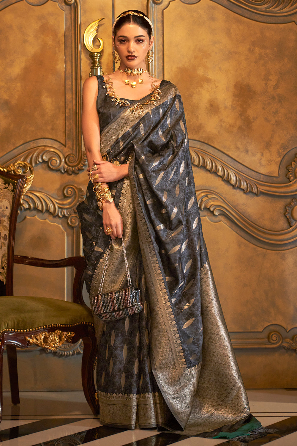 Buy Grey/Ash Colour Sarees Online | Karagiri