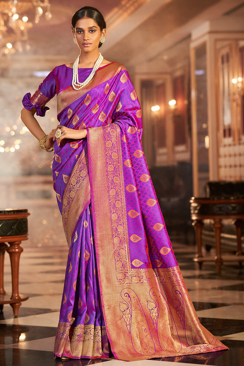 Buy Grape Violet Silk Saree online-Karagiri