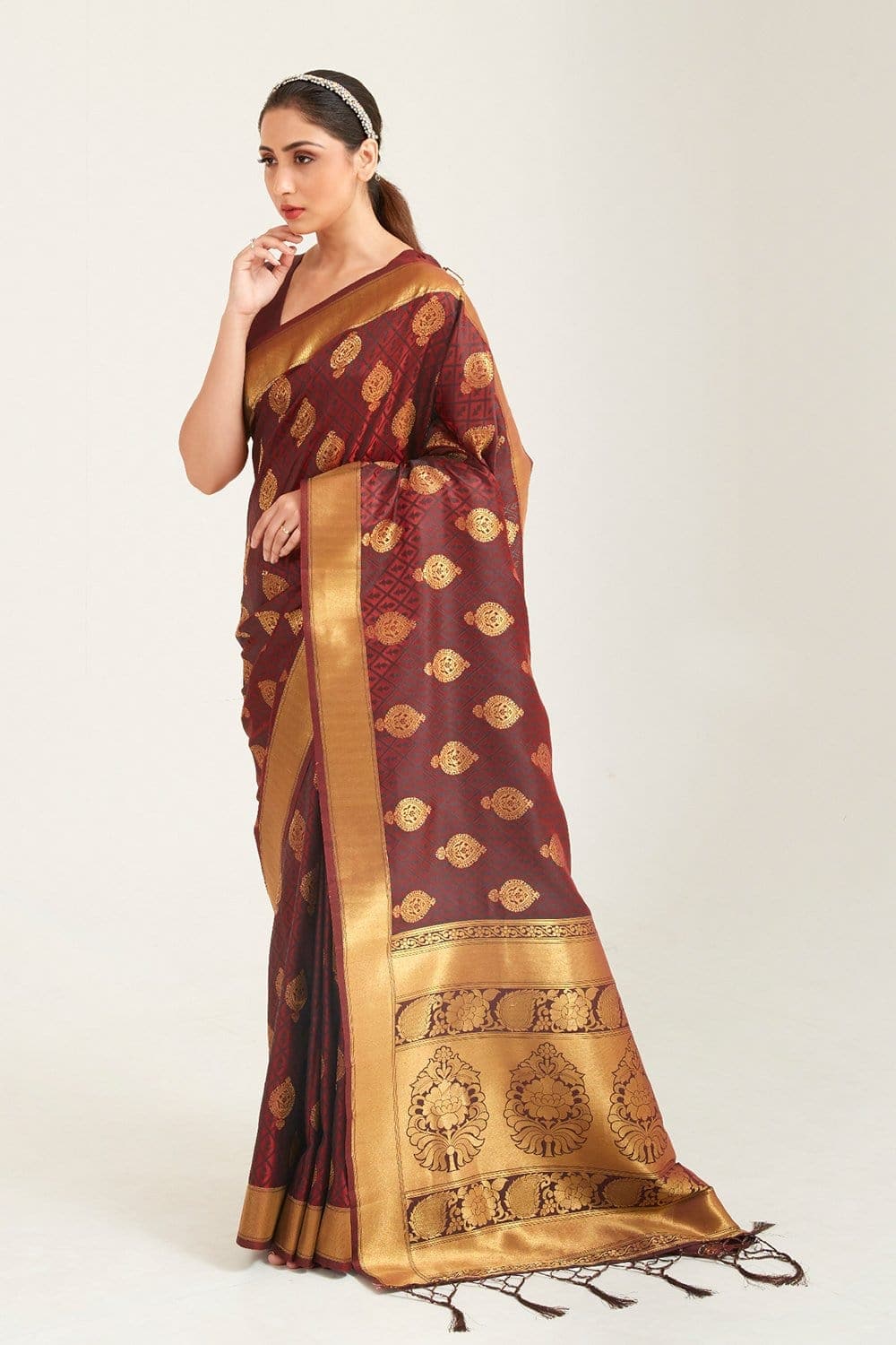 Brown Saree - Buy Stylish Brown Colour Sarees Online | Karagiri