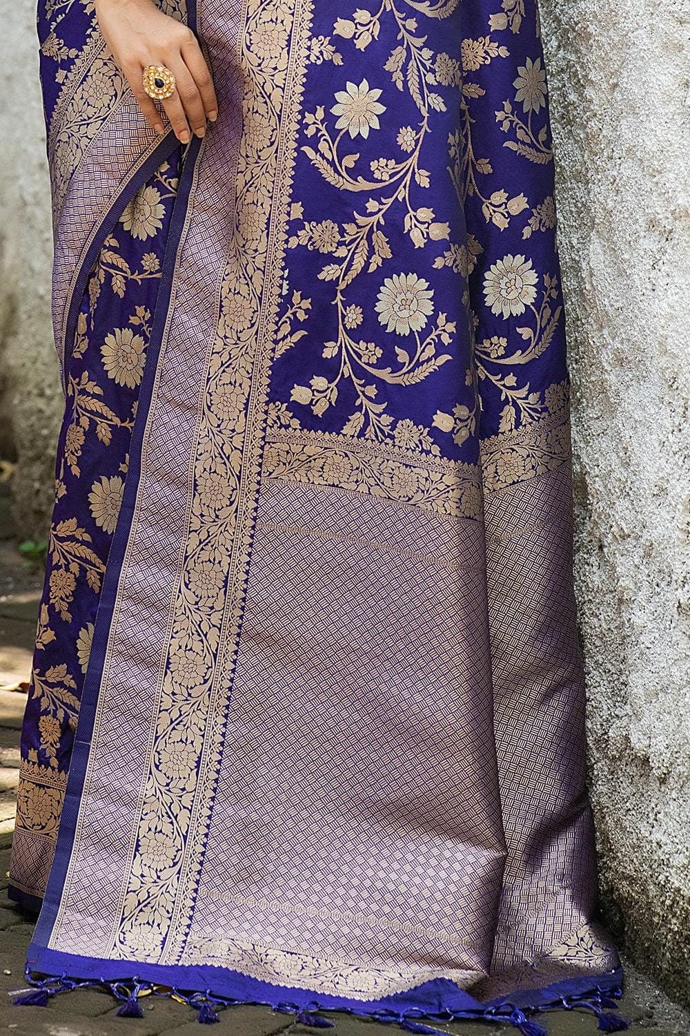 Buy Navy Blue Banarasi Saree 40991 Online | Karagiri