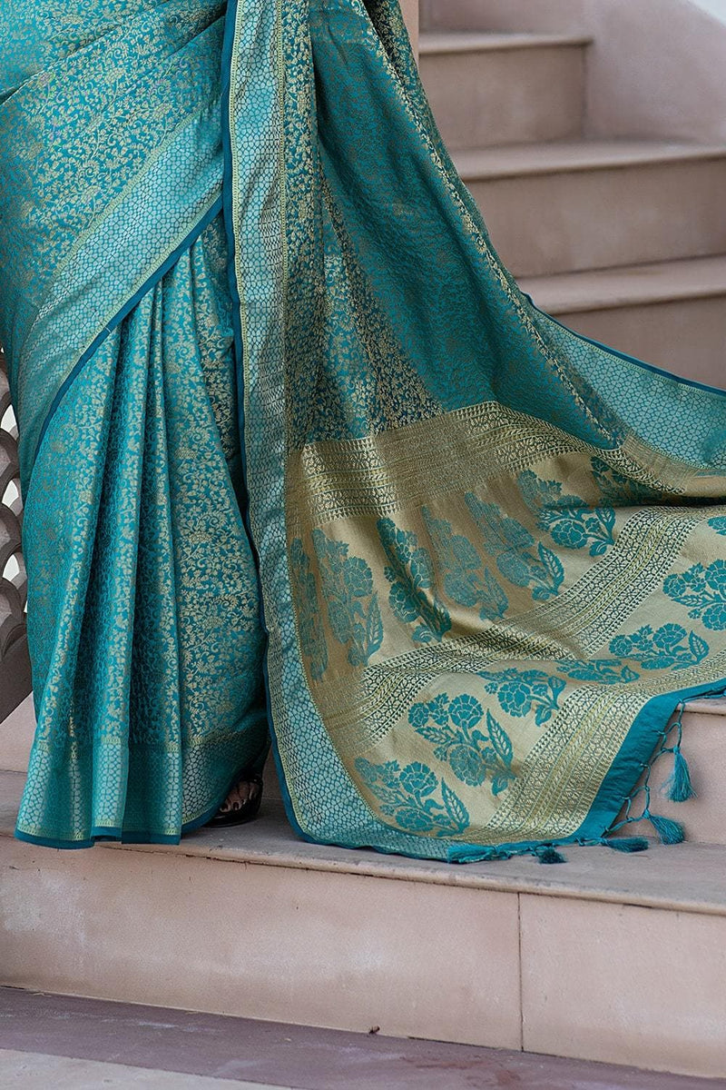 Buy blue banarasi saree online on Karagiri | BUY NOW