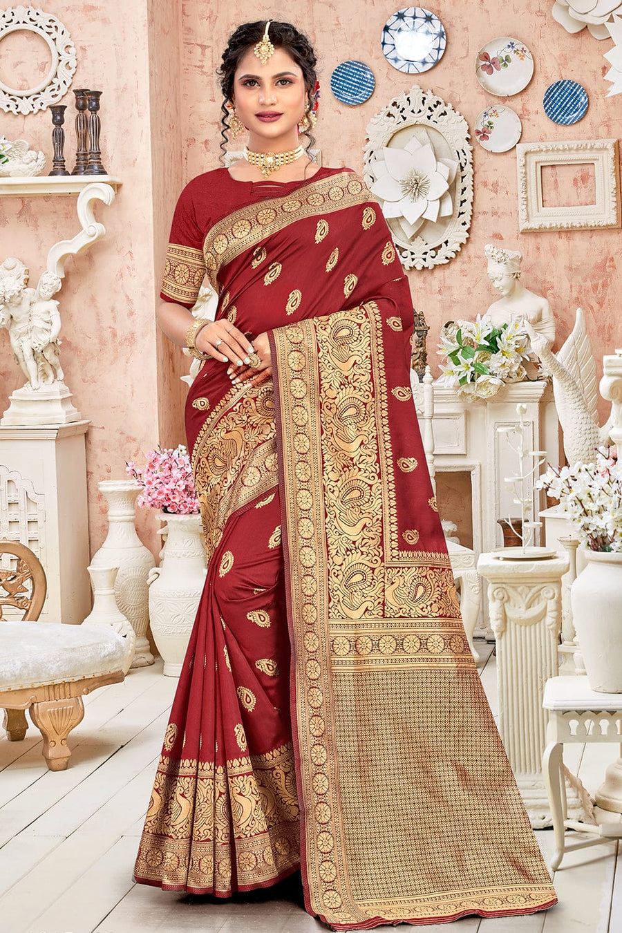 Maroon Saree - Buy Stylish Maroon Saree Online in India | Karagiri