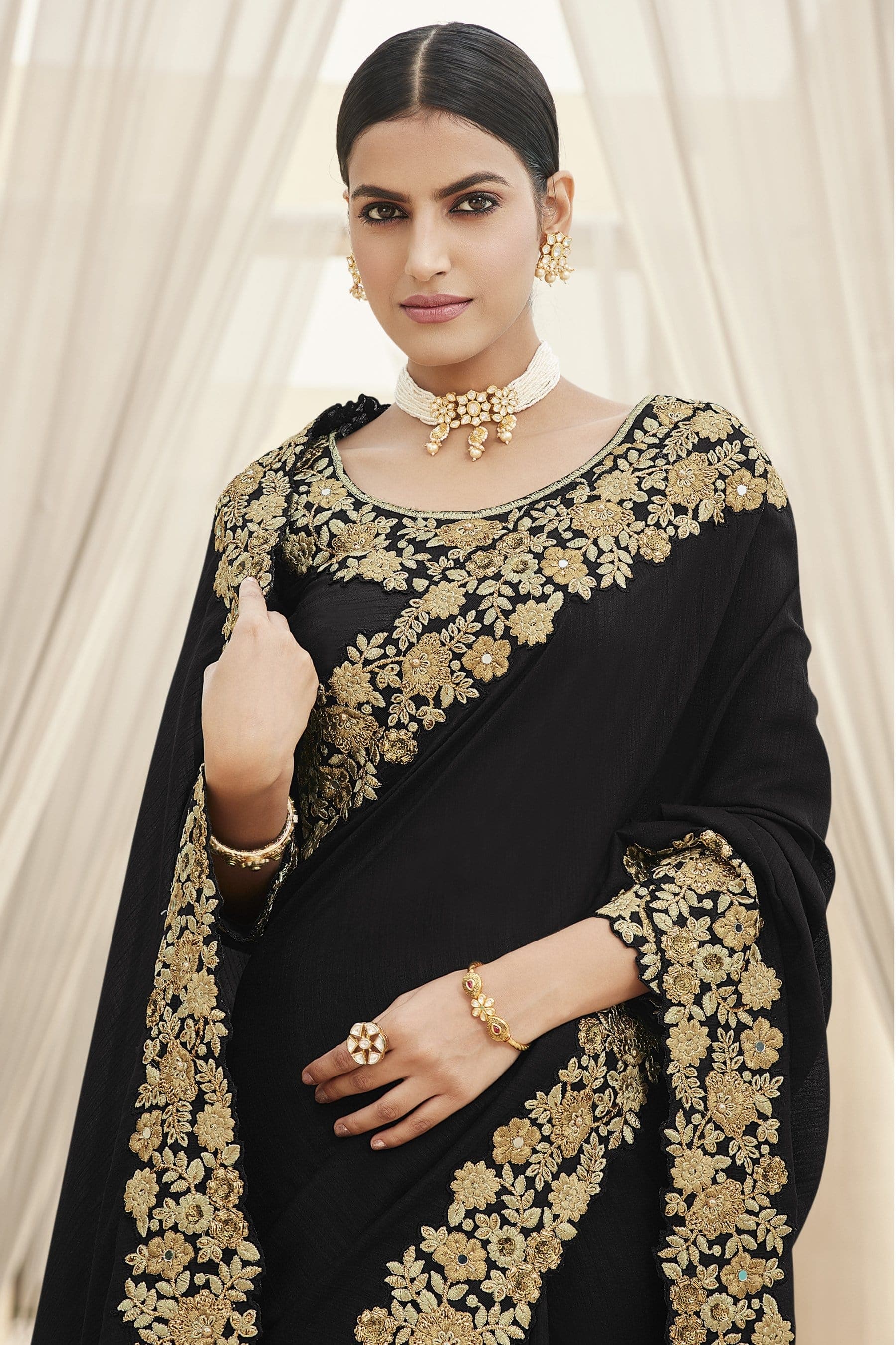 Black Designer Sarees