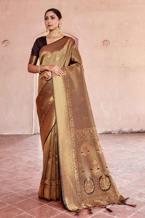 Golden Saree - Buy Beautiful Golden Colour Sarees Online | Karagiri