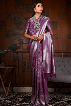 Shop Latest Purple Color Silk Sarees Online | Karagiri
