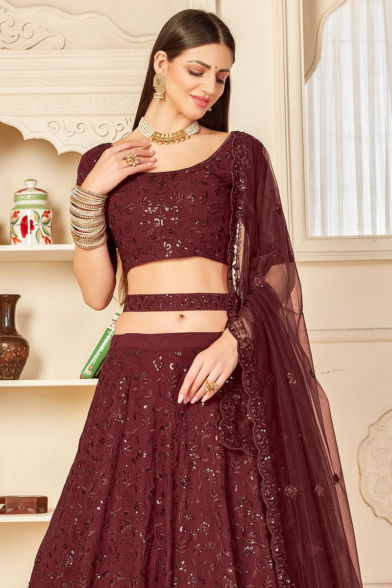 Buy Rosewood Maroon Lehenga Choli 35249 Online | Karagiri