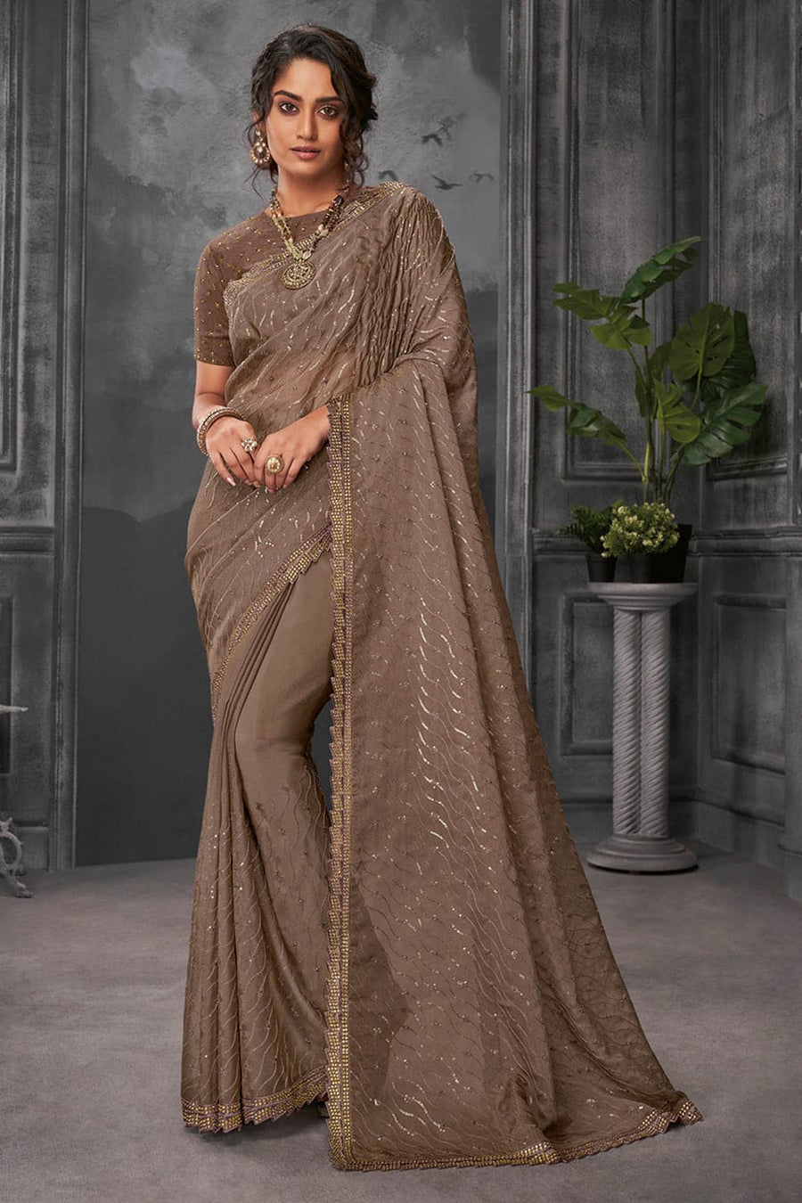 Brown Saree - Buy Stylish Brown Colour Sarees Online | Karagiri