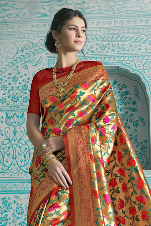 Golden Saree - Buy Beautiful Golden Colour Sarees Online | Karagiri